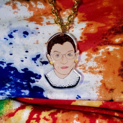 Notorious RBG Acrylic Necklace on Black or Gold Chain Ruth - Etsy