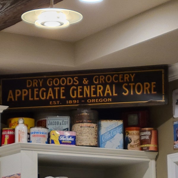 Hardware & Grocery - Personalized Dry Goods Wood Sign - Rustic Hand ...