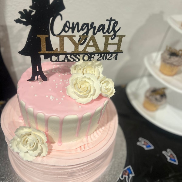Custom Graduation Cake Topper Class of 2025, Personalized Cake Topper ...