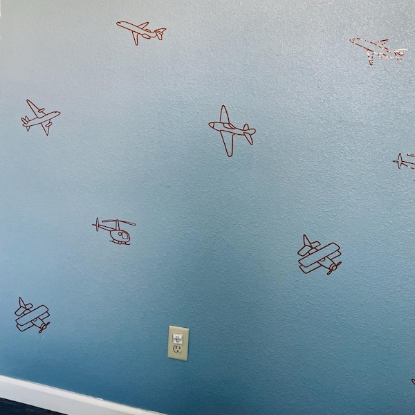 Minimalist Airplane Decals / Simple Airplane Decor / Removable Airplane ...