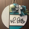 Front Door Decor, Oh Hello Door Hanger, Herringbone Welcome Sign, Front ...