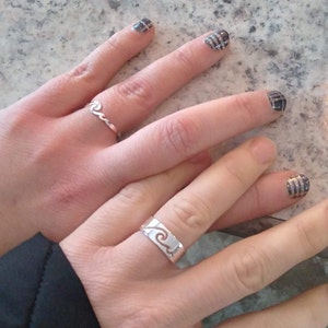 Wave Promise Ring Set His and Hers Promise Rings for Couples Wedding ...