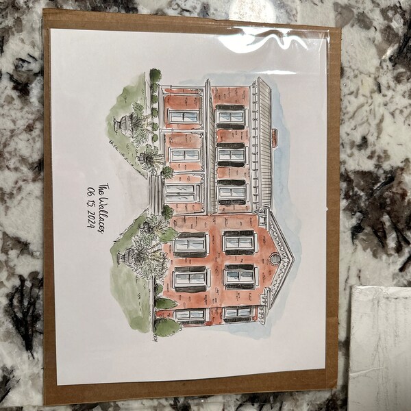 Custom House hand-drawn Sketch 8x10 Pen and Ink Drawing Doodle Bar Home ...