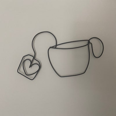 Wire Tea Cup Sign Love Tea Wall Art Wall Decor Kitchen Decor ...
