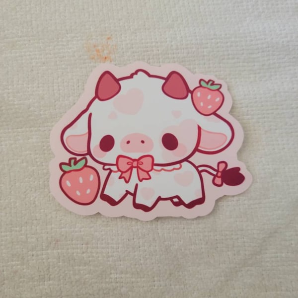 Strawberry Cow Matte Vinyl Sticker Stickers Cute Kawaii Decal Cut ... Strawberry Cow Matte Vinyl Sticker Stickers Cute Kawaii Decal Cut ...