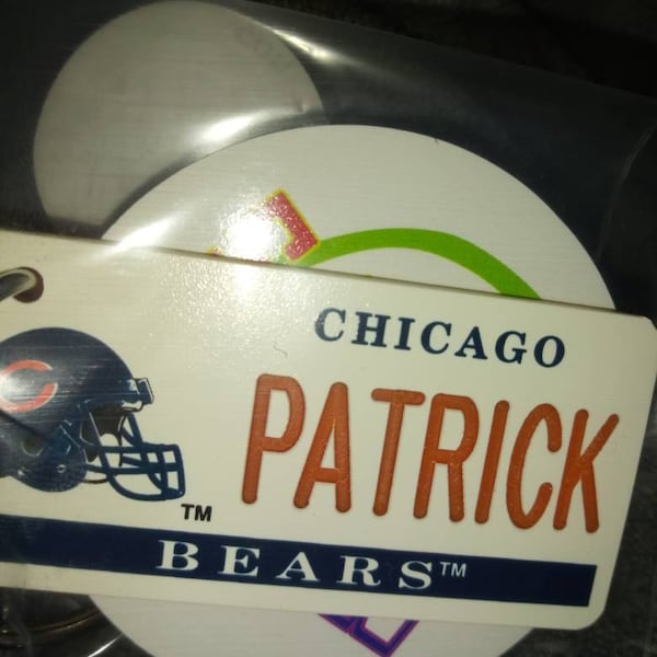 Personalized Chicago Bears Keychain Plate Tag- Vintage Keytag - Machine ...