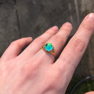 14K Gold Mood Ring, Dainty Ring for Women, Feeling Stone Ring, Colorful ...