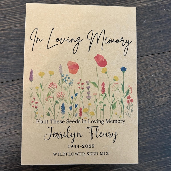 In Loving Memory Forget-me-not Seed Packet, Memorial Favor, Funeral ...