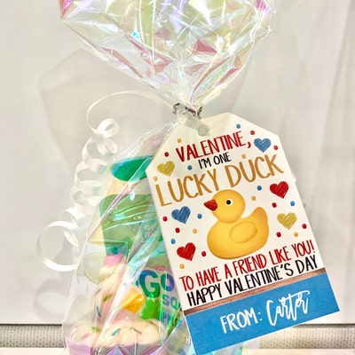 Valentine Lucky Duck Tags, Rubber Ducky, Kid Friend Valentine Tag ...