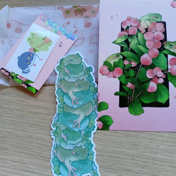 Frog Stack Bookmark | Frog Art | Cute Bookmark | Laminated ...