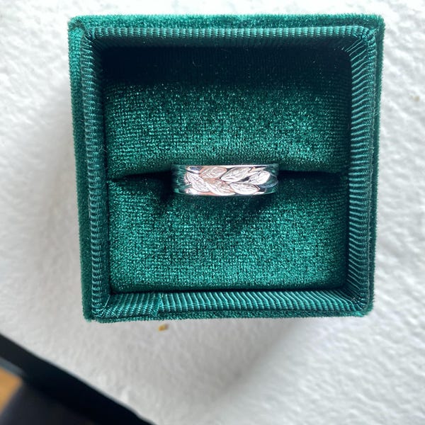 Leaf Couple Rings Set for Men and Women, Mens Wedding Band, Aquamarine ...