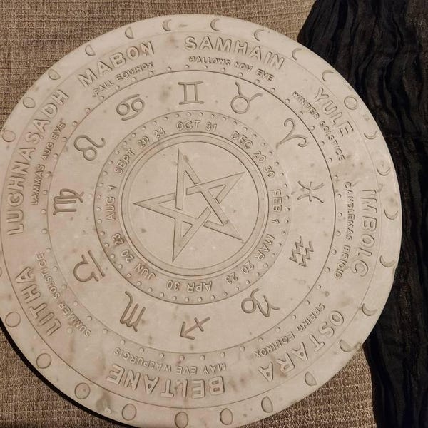 Resin and Marble Altar Plate Pentagram Spell Casting Tool for Wiccan ...