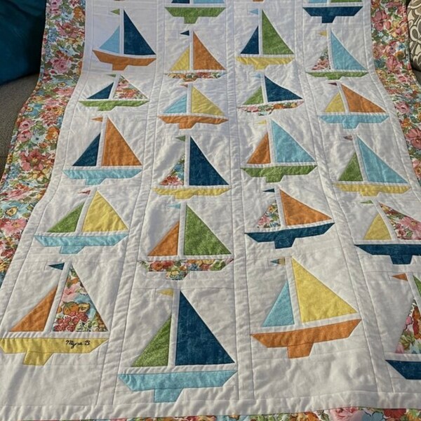 Quilt Pattern, Boat Day, Summer Decor, Beach Decor, Patchwork Quilt ...