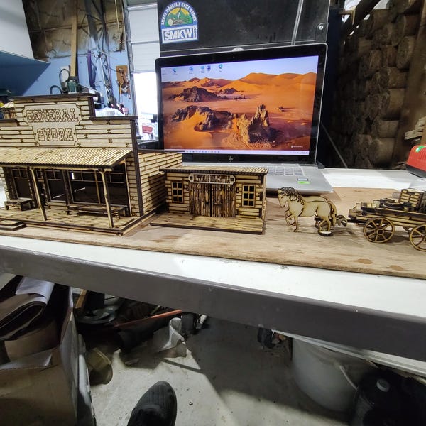 Laser Files for Cutting Wild West Barn SVG 3D Ranch Dxf LBRN Ai Scaled ...