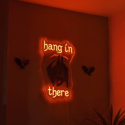 Deuces Neon Sign Skeleton Hand Sign Funny Bathroom Sign Gothic Home ...