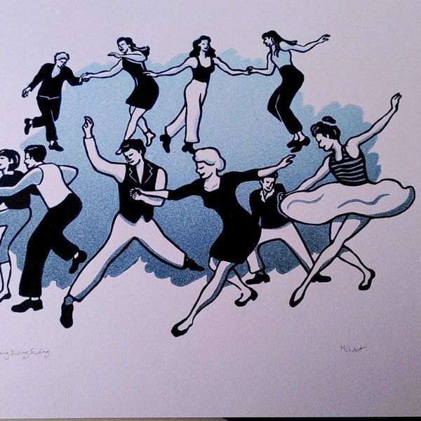 Handmade Linocut 'collegiate Kicks' Print, Limited Art Edition ...