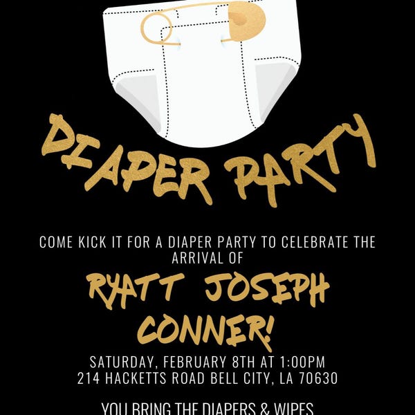 Funny Diaper Party Invitation, Diaper Party Definition Invite, Diaper ...