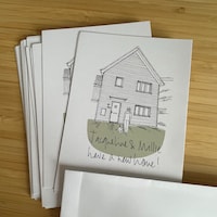 Custom Home Illustration, New Home Drawing, Personalized Housewarming ...