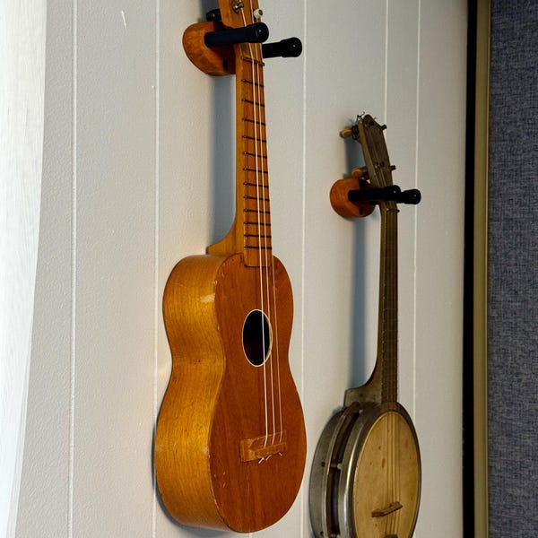 Unique Rustic Modern Oval Ukulele Wall Mount Handmade - Black/brown - Etsy
