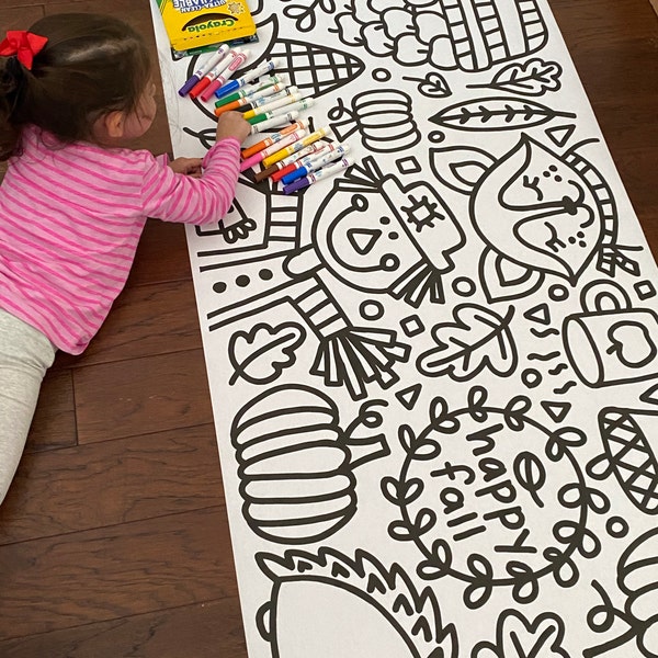 GIANT 10-foot FALL Coloring Page Banner | Coloring Poster | Fall ...