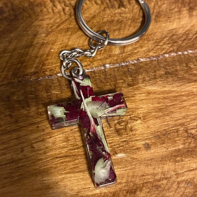 Funeral Flower Petal Memorial Cross Epoxy Memorial Flower Keepsake ...