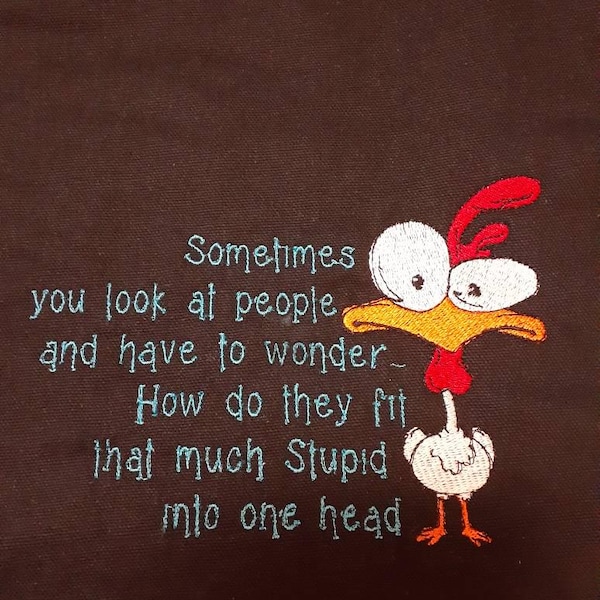 Fit That Much Stupid Machine Embroidery Saying Design, Crazy Chicken ...