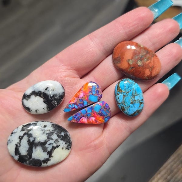 15 Pcs Lot of Thunder Agate Ring Size Cabochon-thunder Agate Jewelry ...
