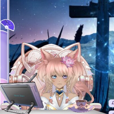 Vtuber Galaxy Cosmic Table Desk Asset Package 2 Tables, 1 Free Keyboard ...