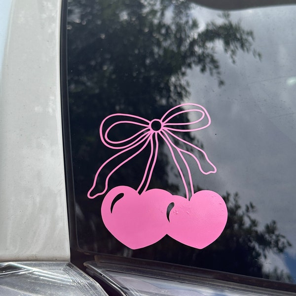 Girly Cherry Bow Decal - Gas Cap Vinyl Decal Car Window Decal Sticker ...