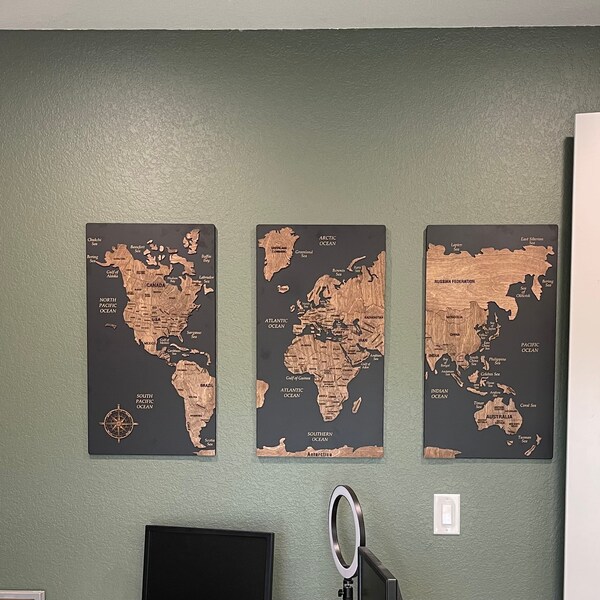 World Map Push Pin Wall Art With FREE Pins, Cork World Map Board ...