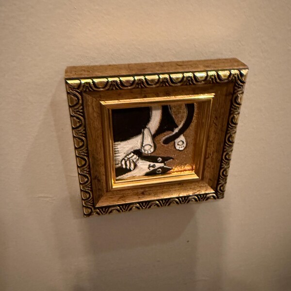 Dachshund Oil Painting With Gold Leaf Original Framed Double Art 2x2 ...