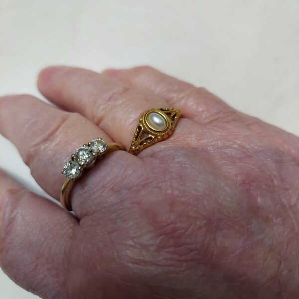 18K Gold Victorian Pearl Ring, Vintage Pearl Ping, Statement Ring ...