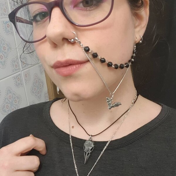 Gothic Bat Nosechain - Goth Gothic Occult Nose Jewellery Nose Piercing ...
