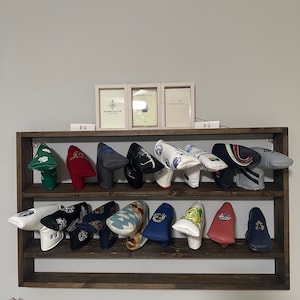 Golf Putter Cover Display Rack 32 / Stained Display Case Golf Headcover ...