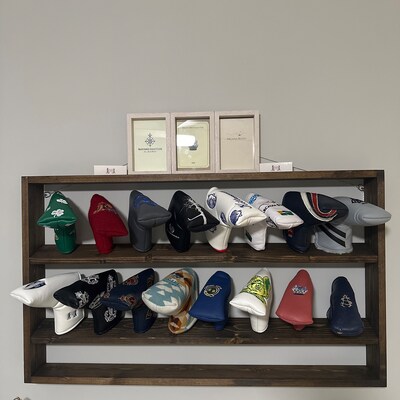 Golf Putter Cover Display Rack 32 / Stained Display Case Golf Headcover ...