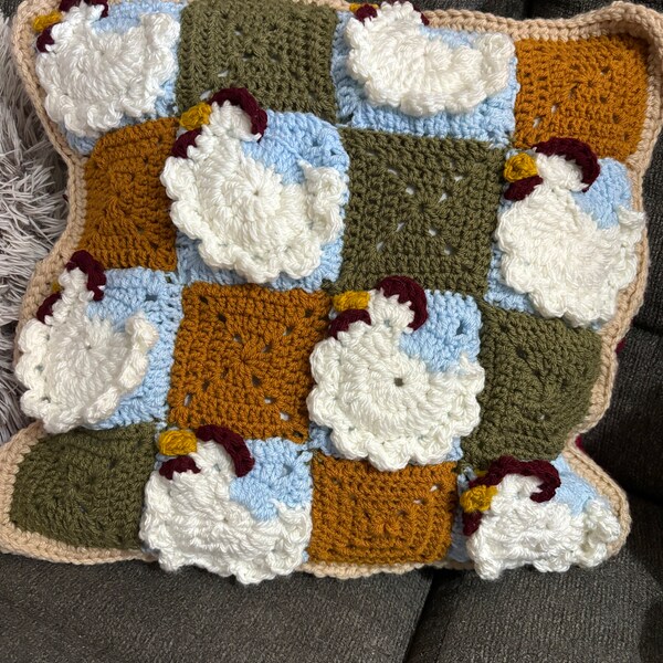 Chicken Granny Square Digital Crochet Pattern, Instant Download Easy ...