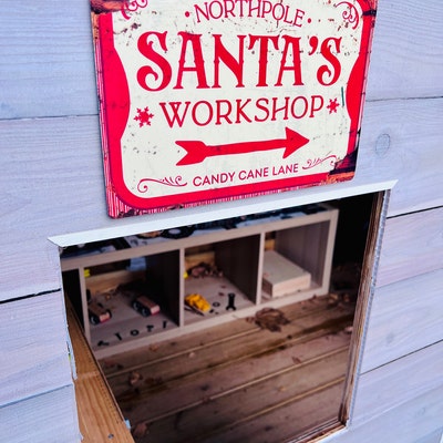 Elf Sign, Distressed Elf Workshop Sign, Old Look Metal Rusty Look ...