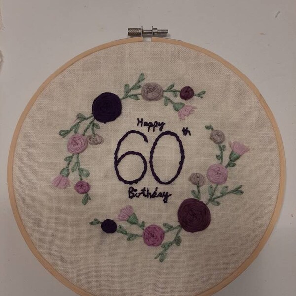 Floral Birthday Hoop Embroidery Pattern | Digital Download | 13th 16th ...