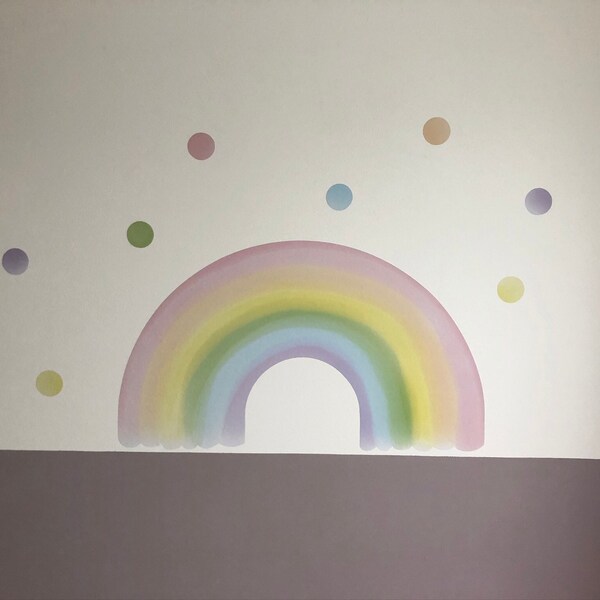 Rainbow Wall Decals, Pastel Girl Room Stickers, Rainbow and Polka Dots ...