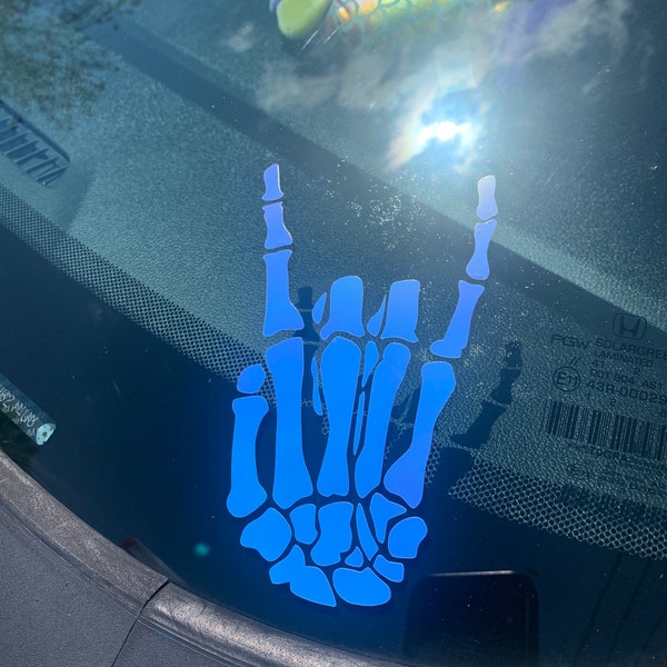 Holographic Skeleton Hand Car Decal, Rock on Car Decal, Skull Decal ...