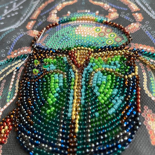 Emerald Beetle Bead Embroidery Kit | DIY Beaded Brooch Bug | Sparkling ...