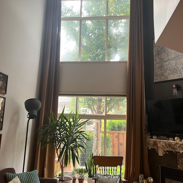 Extra Long Faux Linen Curtains, 22 Color. Extra Long Custom Drapes for ...