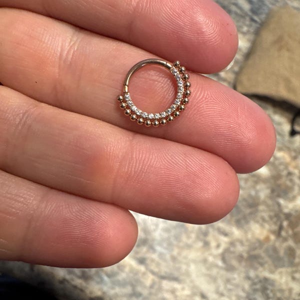 NEW 14K Solid Gold Vertical Helix Chain Piercing Unique Gold Barbell ...