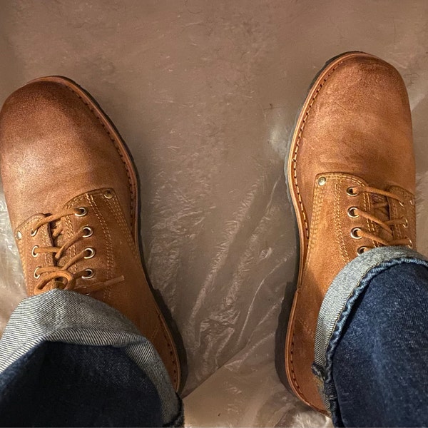 Handmade Portuguese Vintage Hiking Leather Cap Toe Goodyear Welted ...