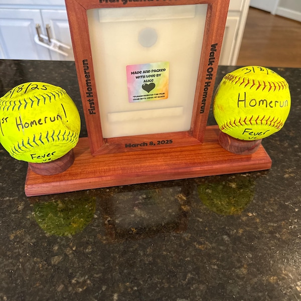 Softball and Baseball First Homerun Frame and Ball Holder. Unique Way ...