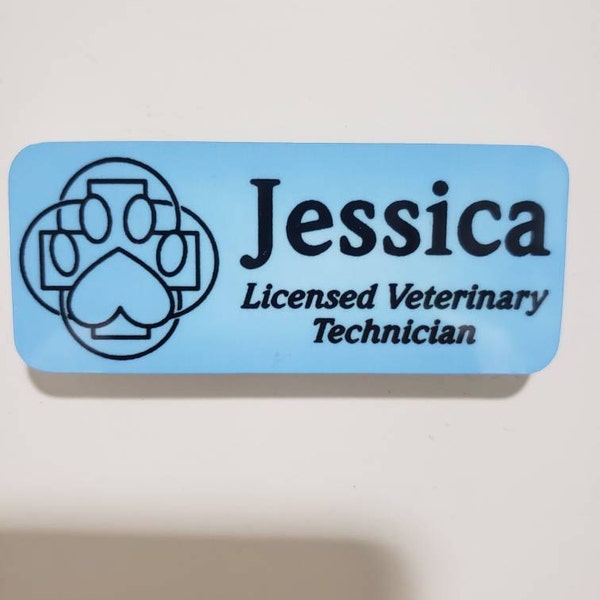 Vet Tech Name Tag, Magnetic Name Badge, Personalized Custom ID Tag for ...