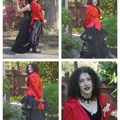 Red Formal Satin Cocktail Satin Blouse, Victorian Collar Blouse, Plus ...