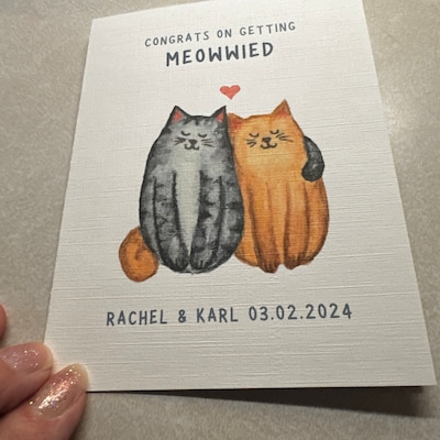 Cute Cats Wedding Card, Congratulations Engagement / Marriage Card for ...