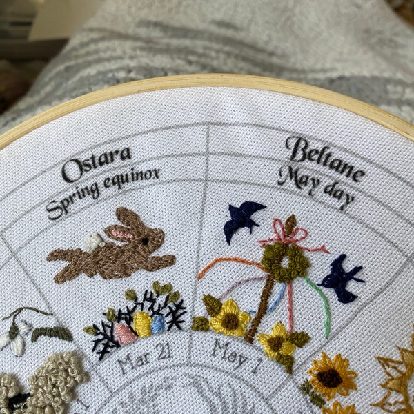 Beltane Embroidery Pattern, Wheel of the Year : Calendar to Embroider ...