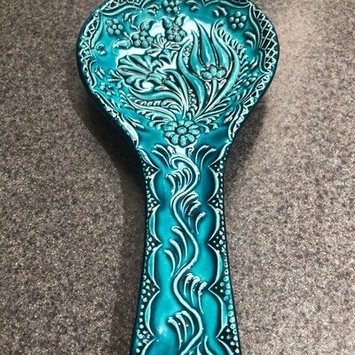 17 Color , Turquoise Ceramic Spoon Rest, Handmade Pottery, Spoon ...